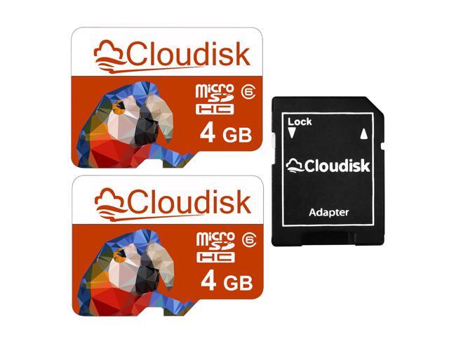 Cloudisk MicroSD Card 4GB 2-Pack With SD Adapter Class 6 MicroSDHC ...