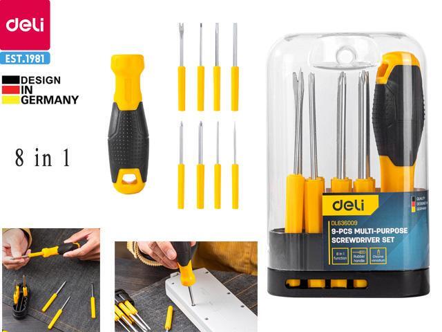 Deli Hand Screwdriver Set 8 in 1 Phillips Slotted Professional Cushion Grip Magnetic Home ...