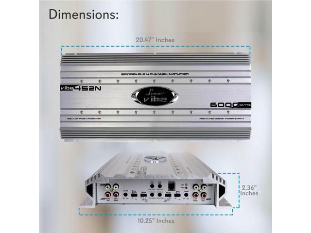 Lanzar VIBE452N Car Audio Vibe 6000 Watt 4 Channel Mosfet Amplifier Tri ...