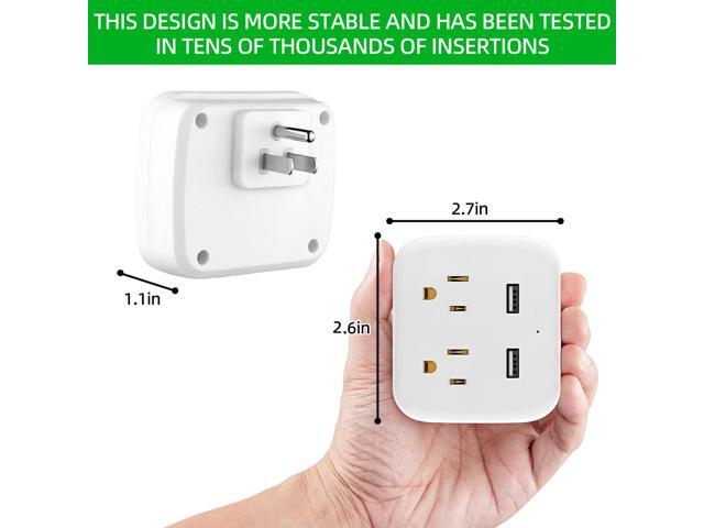 BBJY Wall Socket Extender With 2 USB, And 2 Sockets, Multi-Plug Wall ...