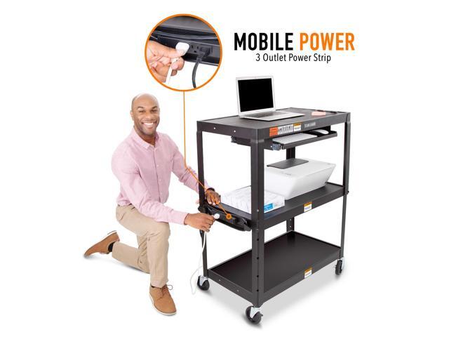 Line Leader Large AV Cart with Retractable Keyboard Tray | Height ...