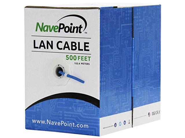 NavePoint CAT5e (CCA), 500ft, Blue, Solid Bulk Ethernet Cable, 24AWG 4 ...