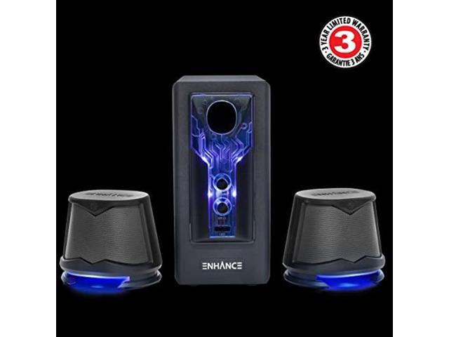 ENHANCE SB 2.1 Computer Speakers with Subwoofer - Blue LED Gaming ...