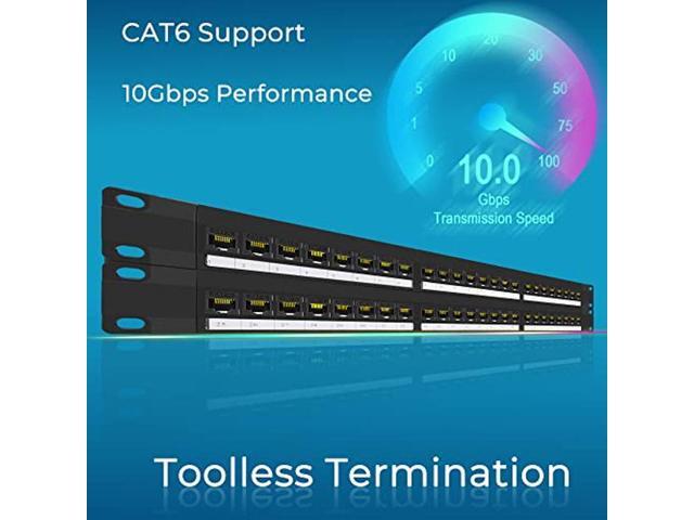 Rapink Patch Panel 48 Port Cat6 with Inline Keystone 10G Support, Pass ...