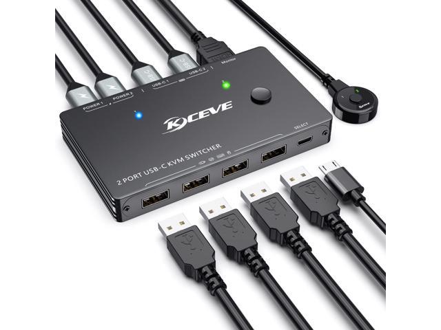USB Type-C KVM Switch 4K@60Hz,2 in 1 Out Type-C KVM Switch for 2 ...