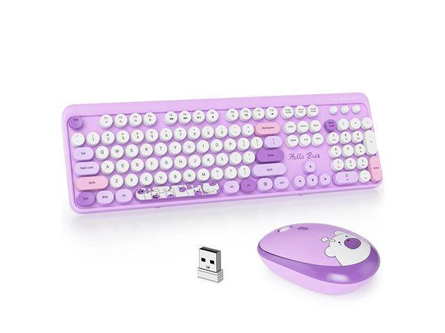 GTSP Typewriter Keyboard Wireless Mouse Combo, Cute Keyboard 2.4G ...