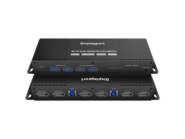 Dual Monitor Kvm Switch Displayport 2 Monitors 2 Computers 4K 240Hz ...