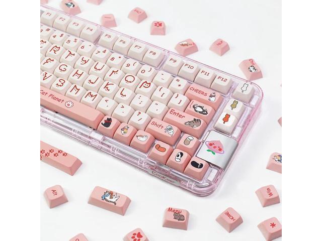 ILYCHEEGAMI PBT XDA Pink Meow Meow Cartoon Cats keycaps Set for Girl ...