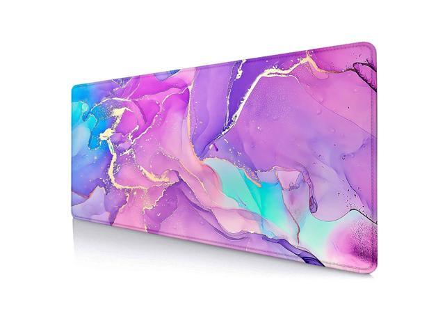 HUOCAIREN Pink Marble Large Mouse Pad, Purple & Blue Golden Desk Mat ...