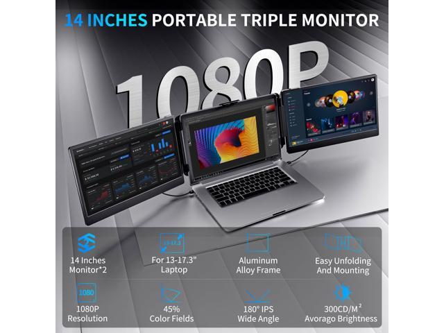 BOSII Laptop Screen Extender Portable -14 Inch Triple IPS FHD 1080P ...
