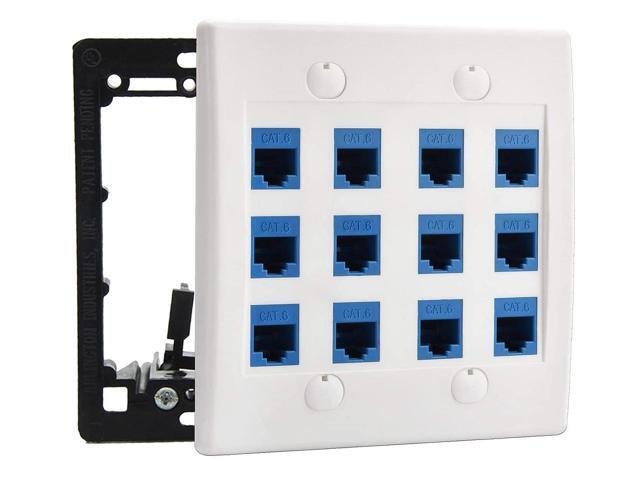 diyTech Ethernet Wall Plate - 12 Port RJ45 Cat6 Ethernet Wall Outlet ...