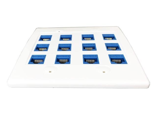 diyTech Ethernet Wall Plate - 12 Port RJ45 Cat6 Ethernet Wall Outlet ...