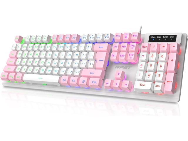 NPET K10 Wired Gaming Keyboard, RGB Backlit, Spill-Resistant Design ...