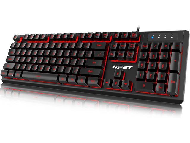 NPET K10V2 Wired Gaming Keyboard, RGB 7 Colors Backlit, Spill-Resistant ...