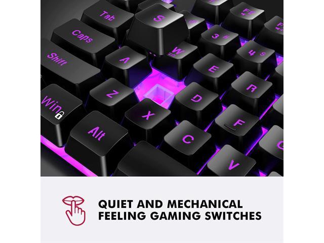 NPET K10V2 Wired Gaming Keyboard, RGB 7 Colors Backlit, Spill-Resistant ...