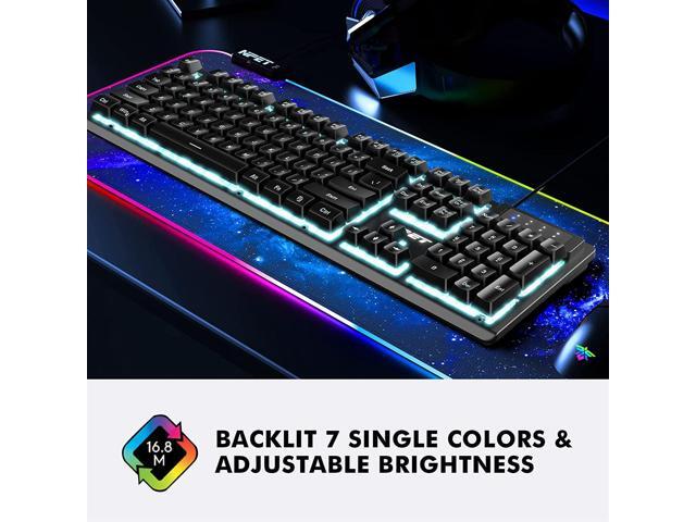 NPET K10V2 Wired Gaming Keyboard, RGB 7 Colors Backlit, Spill-Resistant ...
