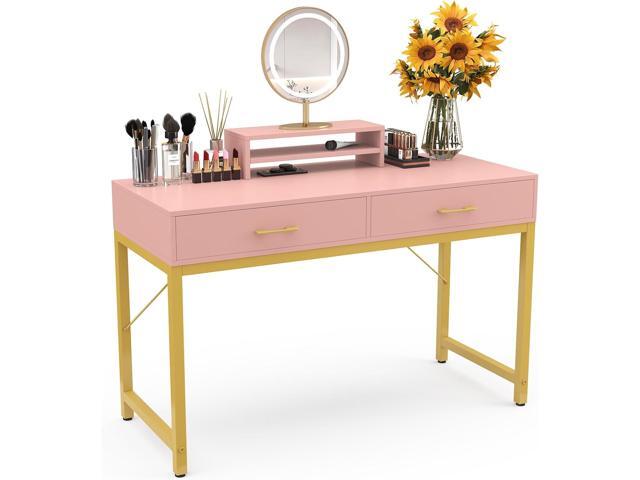 WESTREE Women Makeup Vanity Desk with 2 Drawers - Bedroom Home Office ...