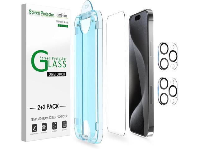 OneTouch 2+2 Pack Compatible with iPhone 15 Pro Screen Protector 6.1 ...