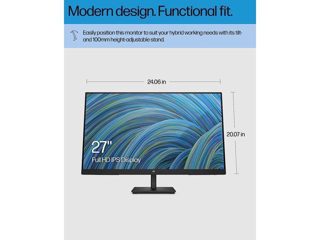 HP M27ha FHD Monitor-Full HD Monitor(1920 x 1080p)- IPS Panel and Built ...