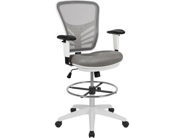 Flash Furniture Tyler Mid-Back Light Gray Mesh Ergonomic Drafting Chair ...