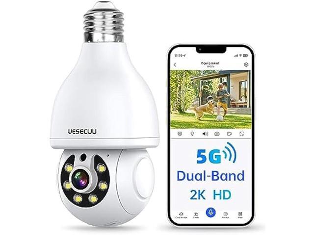 WESECUU Light Bulb Security Camera, 2.4G/5G WiFi Security Cameras ...