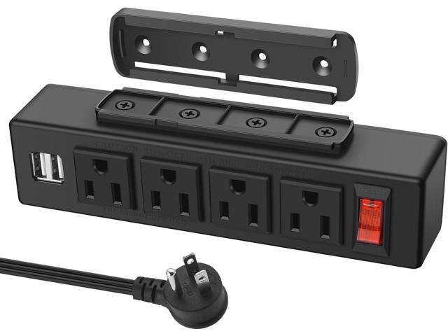 HHSOET Under Desk Power Strip with 4 Outlets and USB Ports, Under ...