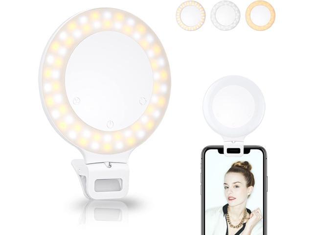 Selfie Ring Light, Clip on Ring Light Touch Control, Rechargeable ...