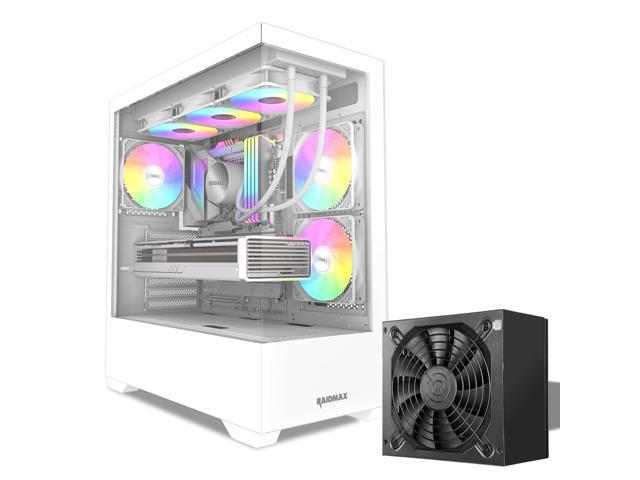 Raidmax I801 White Panoramic Gaming Case with 700W 80+ Gold PSU, ATX ...
