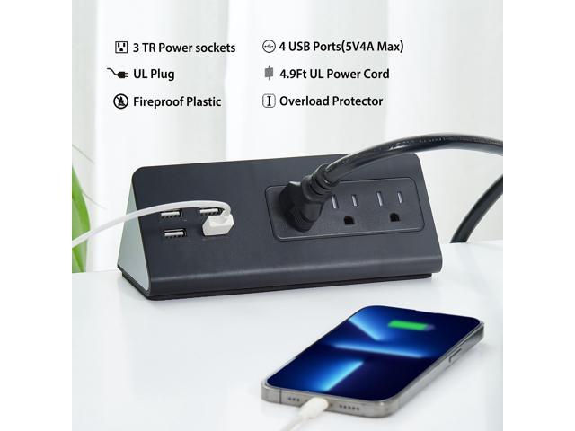 USB Ports Electrical Multi-Outlets for Tabletop, Desk Edge Mount Power ...