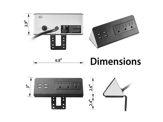 USB Ports Electrical Multi-Outlets for Tabletop, Desk Edge Mount Power ...