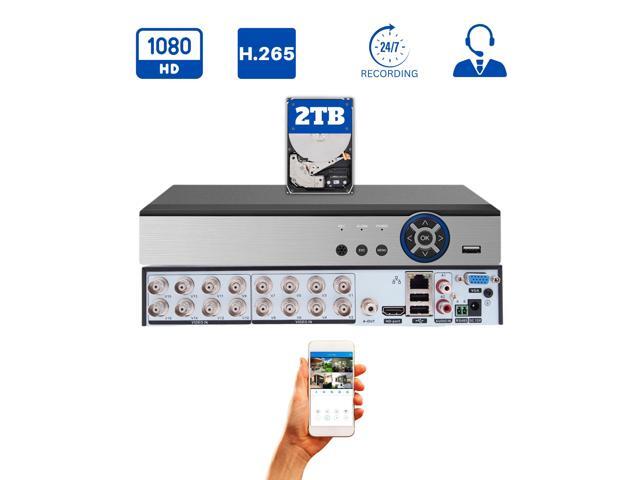 Evertech 16 Channel H.265 Security DVR with 2TB Hard Drive TVI CVI AHD Analog CCTV Surveillance ...