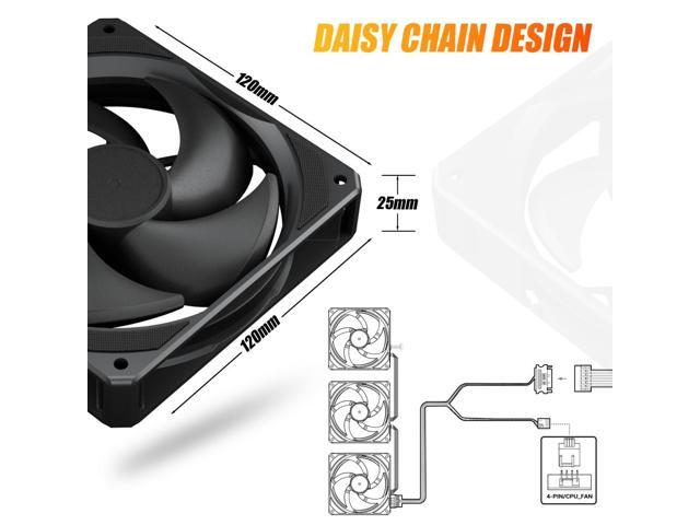 upHere U2K Case Fan 120mm Black PWM Silent Computer Cooling Fans All-in ...