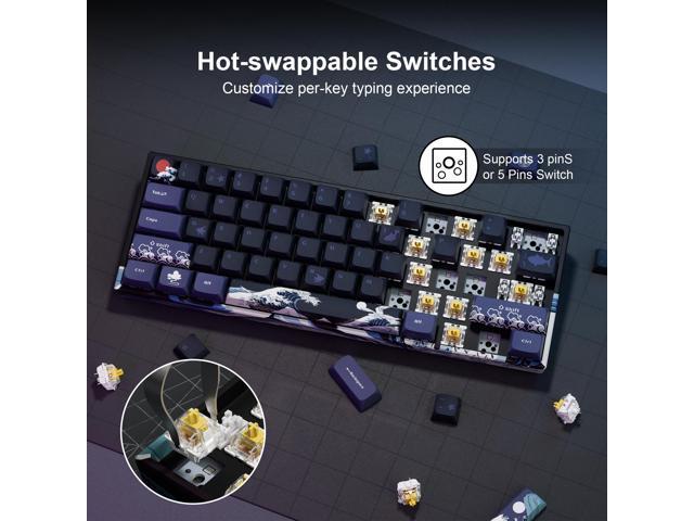 XVX 60% Gaming Keyboard, Rechargeable RGB Wireless Mechanical Keyboard ...