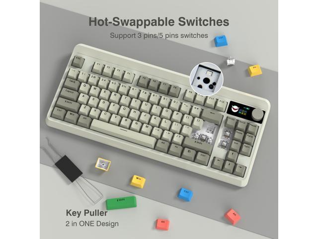 XVX Retro Gaming Keyboard with Color OLED Display&Knob, M87 Pro ...