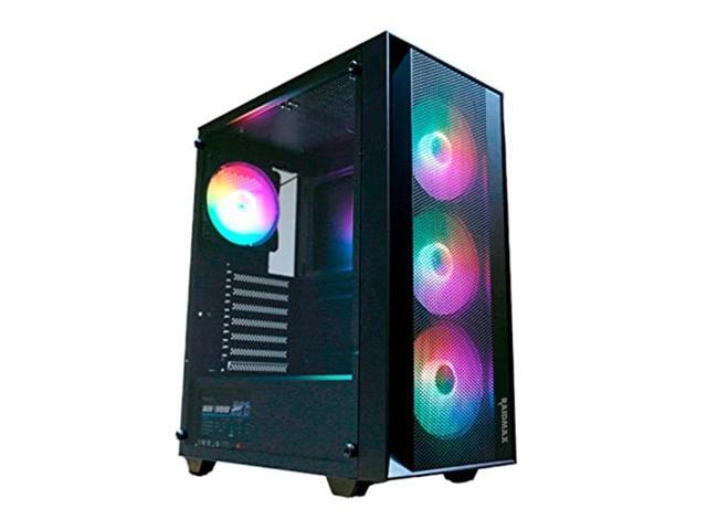 RAIDMAX V100 Gaming Case with 4 Pre-Installed Rainbow Fans, ATX Mid ...