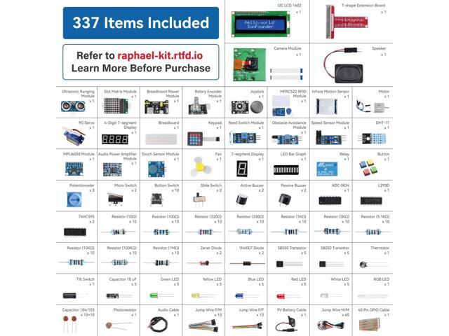 SunFounder Raspberry Pi Ultimate Starter Kit for Raspberry Pi 4B 3B+ 400 with PiCrawler AI Robot ...