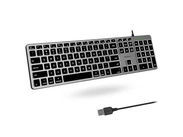 Macally Backlit Mac Keyboard Wired - Quiet, Sleek, and Functional - 3 ...