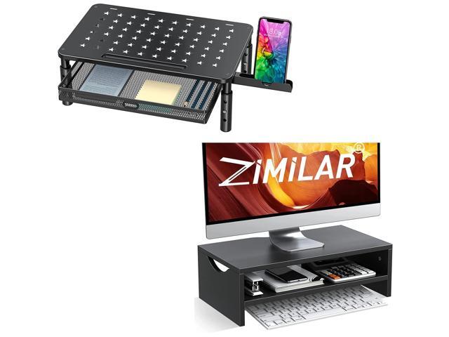 Zimilar Height Adjustable Monitor Stand Riser with Metal Mesh Drawer ...