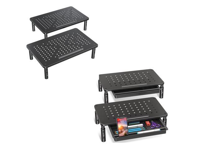 2 Pack Monitor Stand Riser with Drawer, 3 Height Adjustable Monitor ...