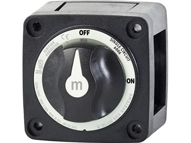 BLUE SEA SYSTEMS Mini Battery Switch, MFG# 6005200, Black, 300A cont ...