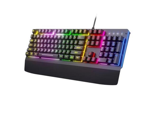 Wired Gaming Keyboard,RGB Light Up Keyboard with Wrist Rest,104Keys All ...