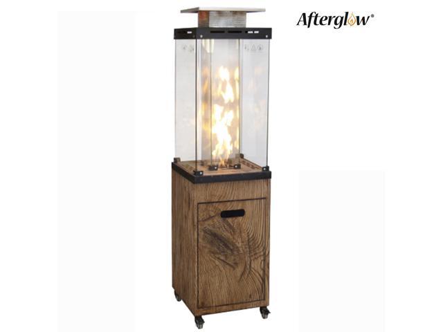 Faux Woodgrain Texture Outdoor Gas Fire Heater With Tempered Glass ...