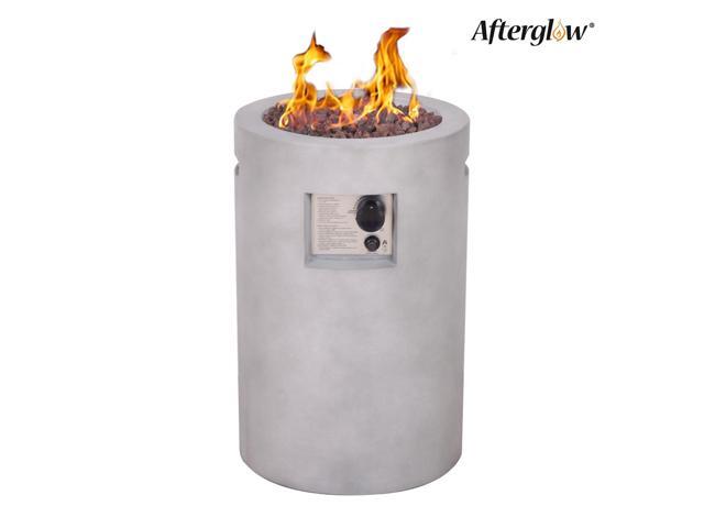 Grey 16" Round 30,000 Btu Propane Fire Column Outdoor Concrete Fire Pit ...