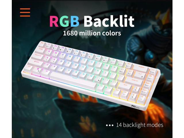 RK ROYAL KLUDGE RK G68 2.4Ghz Wireless/Bluetooth/Wired 65% Mechanical Keyboard Hot Swappable ...
