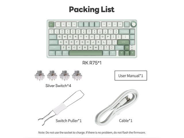 RK ROYAL KLUDGE R75 Mechanical Keyboard Wired with Volumn Knob 75% TKL ...