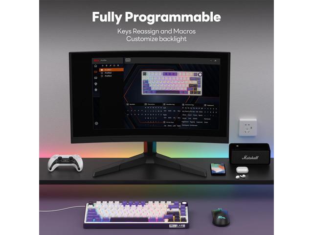 RK ROYAL KLUDGE R75 Mechanical Keyboard Wired with Volumn Knob 75% TKL ...