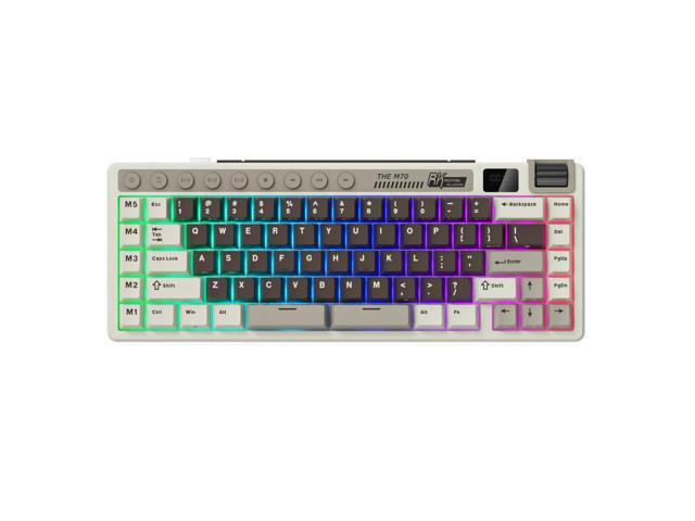 RK ROYAL KLUDGE M70 Mocha Grey 73 Key Tri-Mode Wireless With TFT Screen ...
