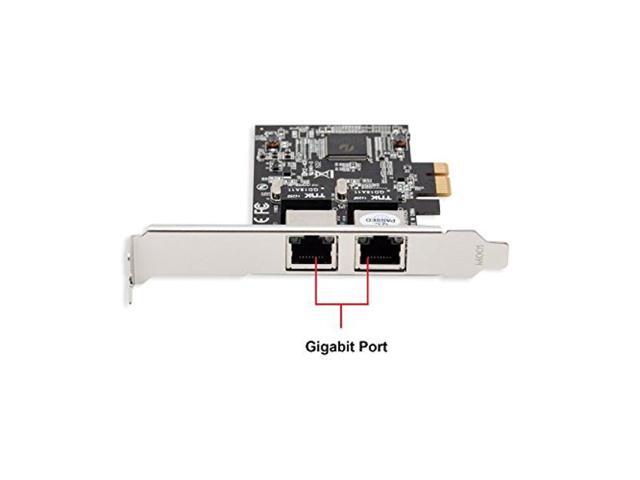 Syba 2 Port Gigabit Ethernet PCI-e x1 Network Interface Card 10/100/1000Mbps LAN Adapter ...