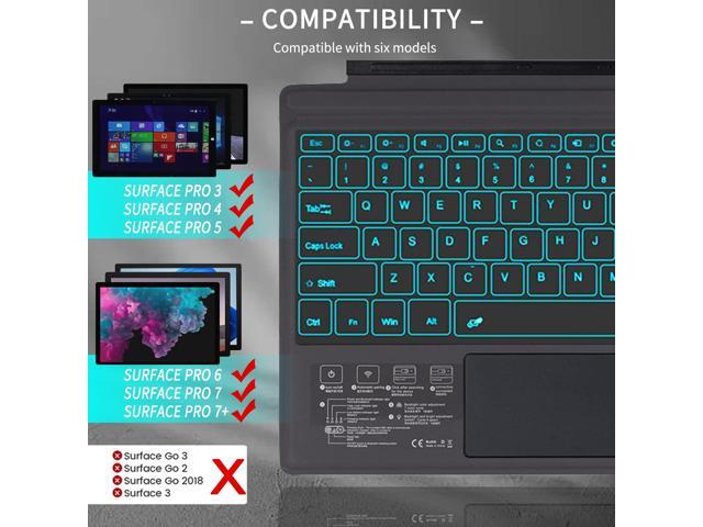 Surface Pro 7 Wireless Bluetooth Keyboard with Touchpad 7 Color Backlit ...
