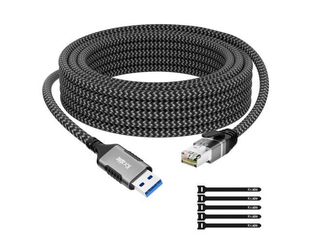 USB to Ethernet Cable 25 FT, USB 3.0 A Male to RJ45 Male Cord, Directly ...